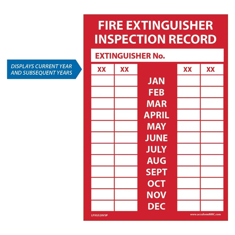 Fire Safety Label: Fire Extinguisher Inspection Record – US SafetyGear ...