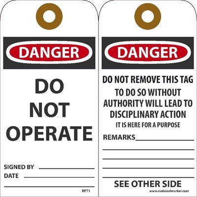 Danger Do Not Operate Tag – US SafetyGear, Inc.